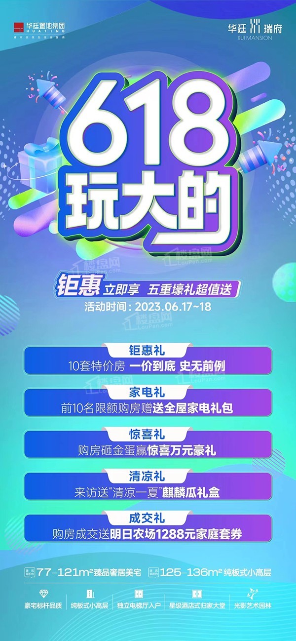 【华廷瑞府】618年中大促 五重壕礼超值送！前10名限额购房送全屋家电-惠州楼盘网